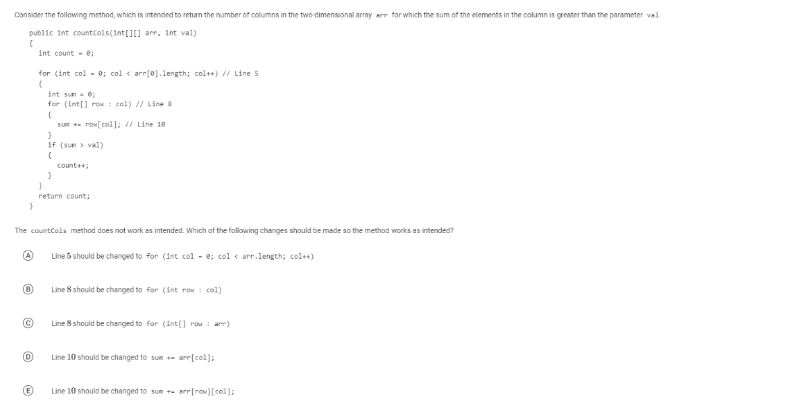 Solved Consider the following method, which is intended to | Chegg.com