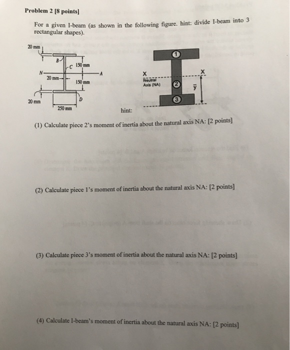 Solved Problem 2 I8 points] or a given I-beam (as shown in | Chegg.com