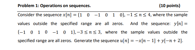 Solved Problem 1: Operations on sequences. (10 points) | Chegg.com