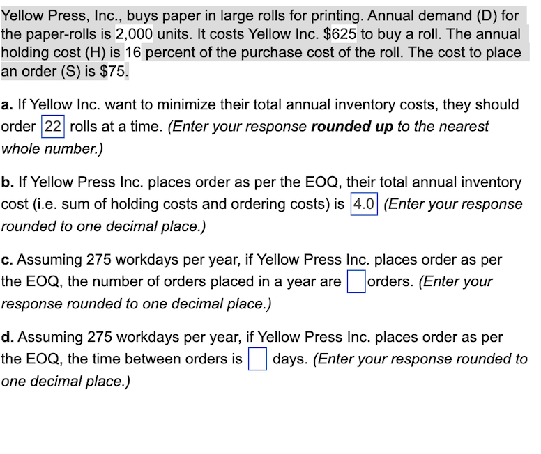 Solved Yellow Press, Inc., buys paper in large rolls for | Chegg.com