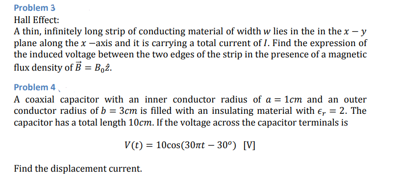 Solved Hall Effect: A thin, infinitely long strip of | Chegg.com