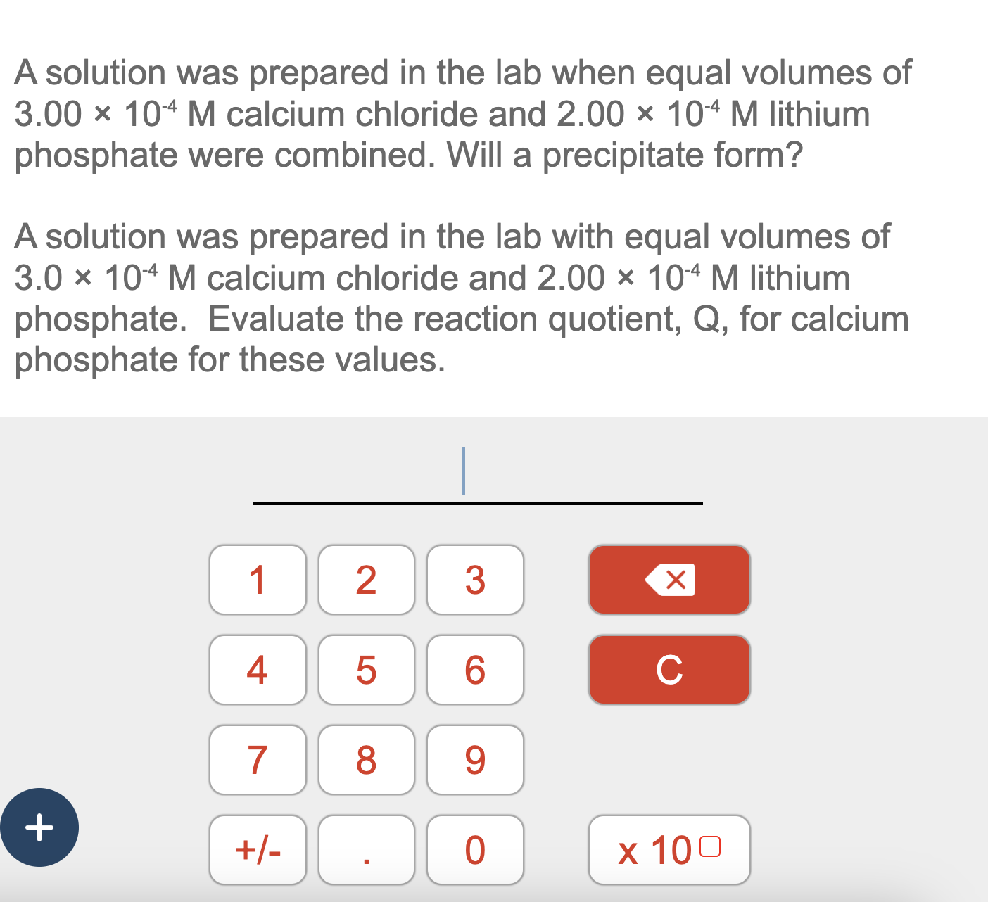 Solved A solution was prepared in the lab when equal volumes | Chegg.com