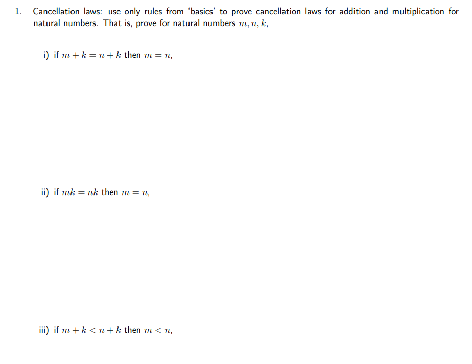 Solved Cancellation laws: use only rules from 'basics' to | Chegg.com