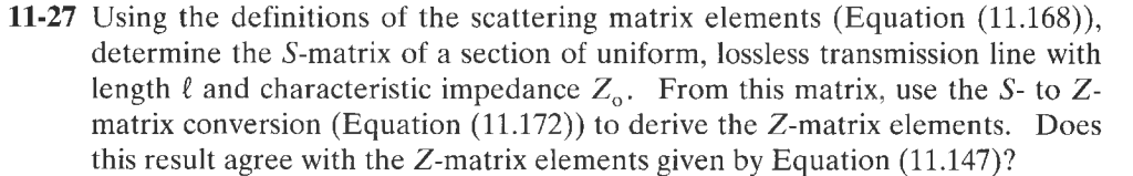 Solved 1-27 Using the definitions of the scattering matrix | Chegg.com