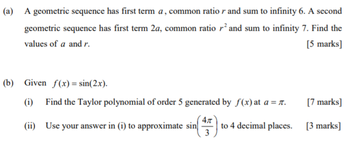 Solved (a) A geometric sequence has first term a, common | Chegg.com