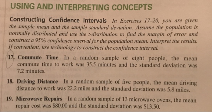 Solved USING AND INTERPRETING CONCEPTS Constructing | Chegg.com