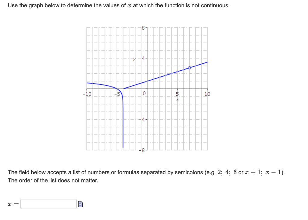 Solved Use the graph below to determine the values of x at | Chegg.com