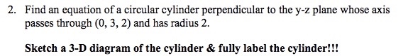 Solved Find an equation of a circular cylinder perpendicular | Chegg.com
