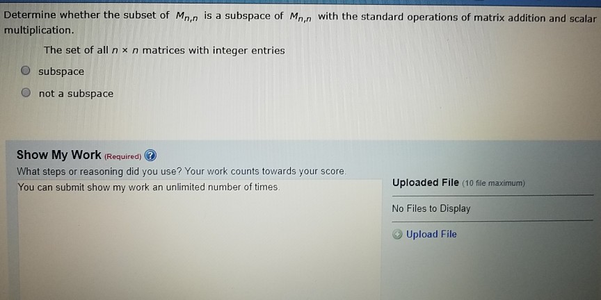 Solved Determine Whether The Subset Of Mn N Is A Subspace Of