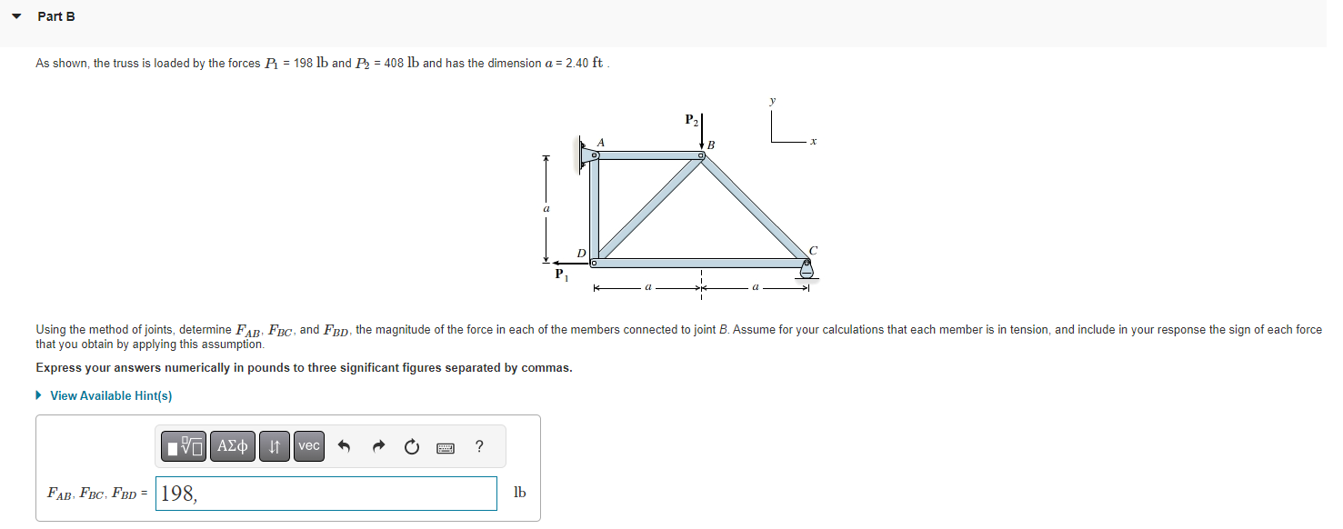 [Solved]: As shown, a truss is loaded with forces ( P_{1}
