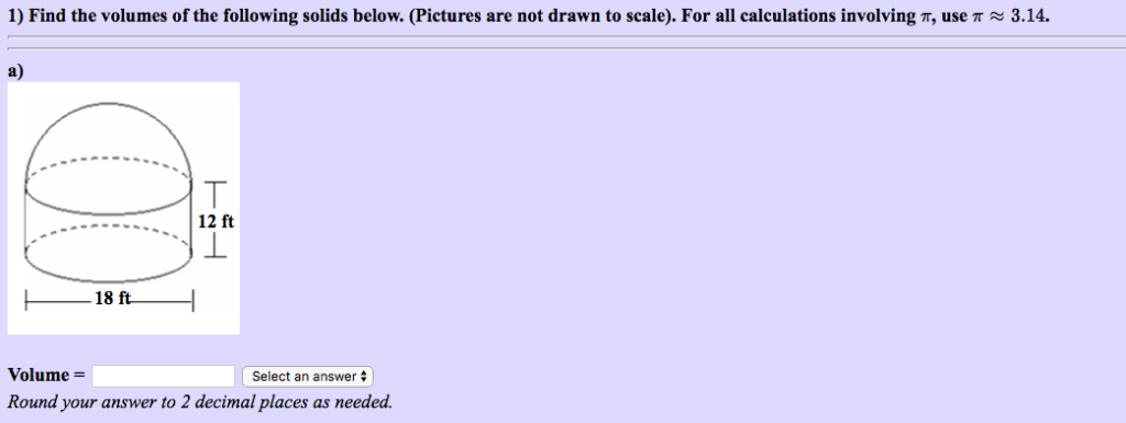 Solved 1) Find the volumes of the following solids below. | Chegg.com