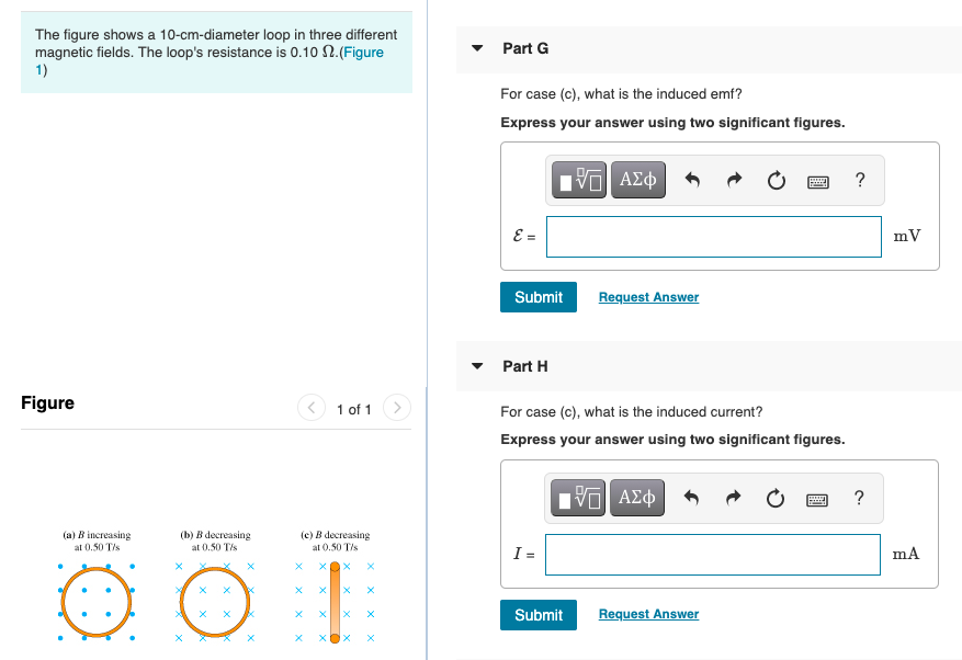 Solved The figure shows a 10-cm-diameter loop in three | Chegg.com