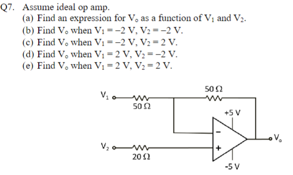 Solved Assume ideal op amp.(a) Find an expression for Vo as | Chegg.com