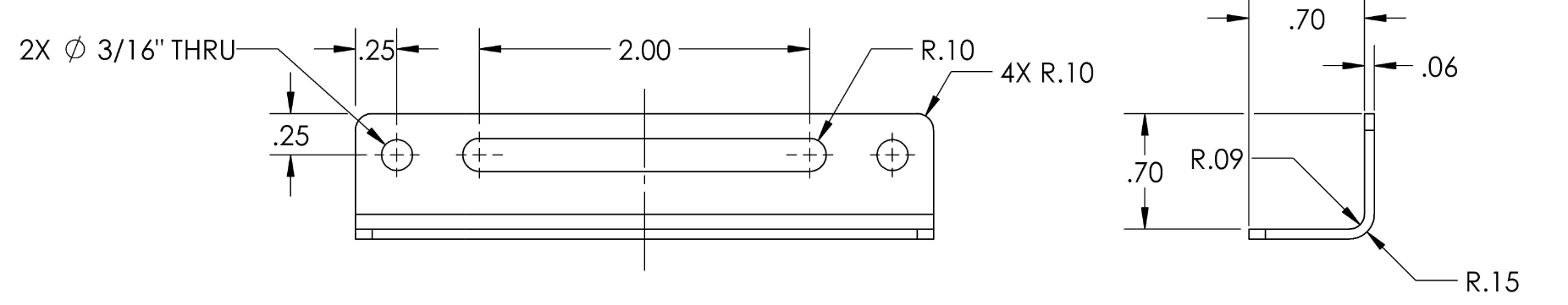 Solved Using SOLIDWORKS only create the angle bracket below. | Chegg.com
