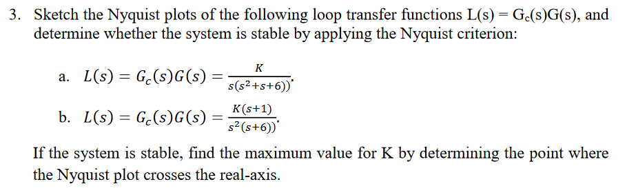 Solved 3. Sketch the Nyquist plots of the following loop | Chegg.com