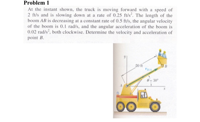 Solved Problem 1 At the instant shown, the truck is moving | Chegg.com