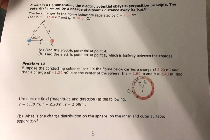 Solved Problem 11 (Remember, the electric potential obeys | Chegg.com