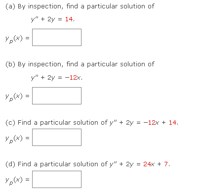 Solved (a) By inspection, find a particular solution of y" + | Chegg.com