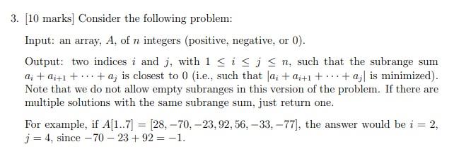 Solved 3 10 Marks Consider The Following Problem Input 