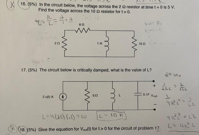Solved 16. (5%) In the circuit below, the voltage across the | Chegg.com