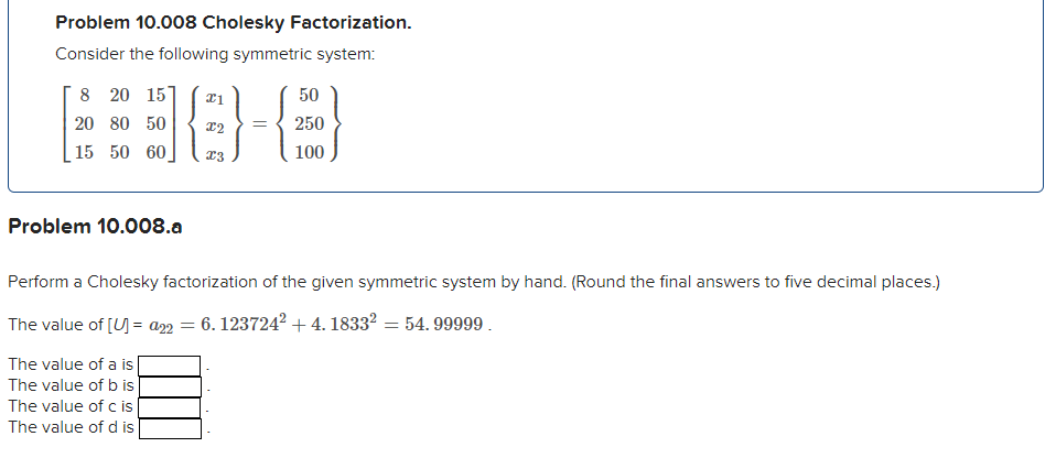 Solved Problem 10 008 Cholesky Factorization Consider The