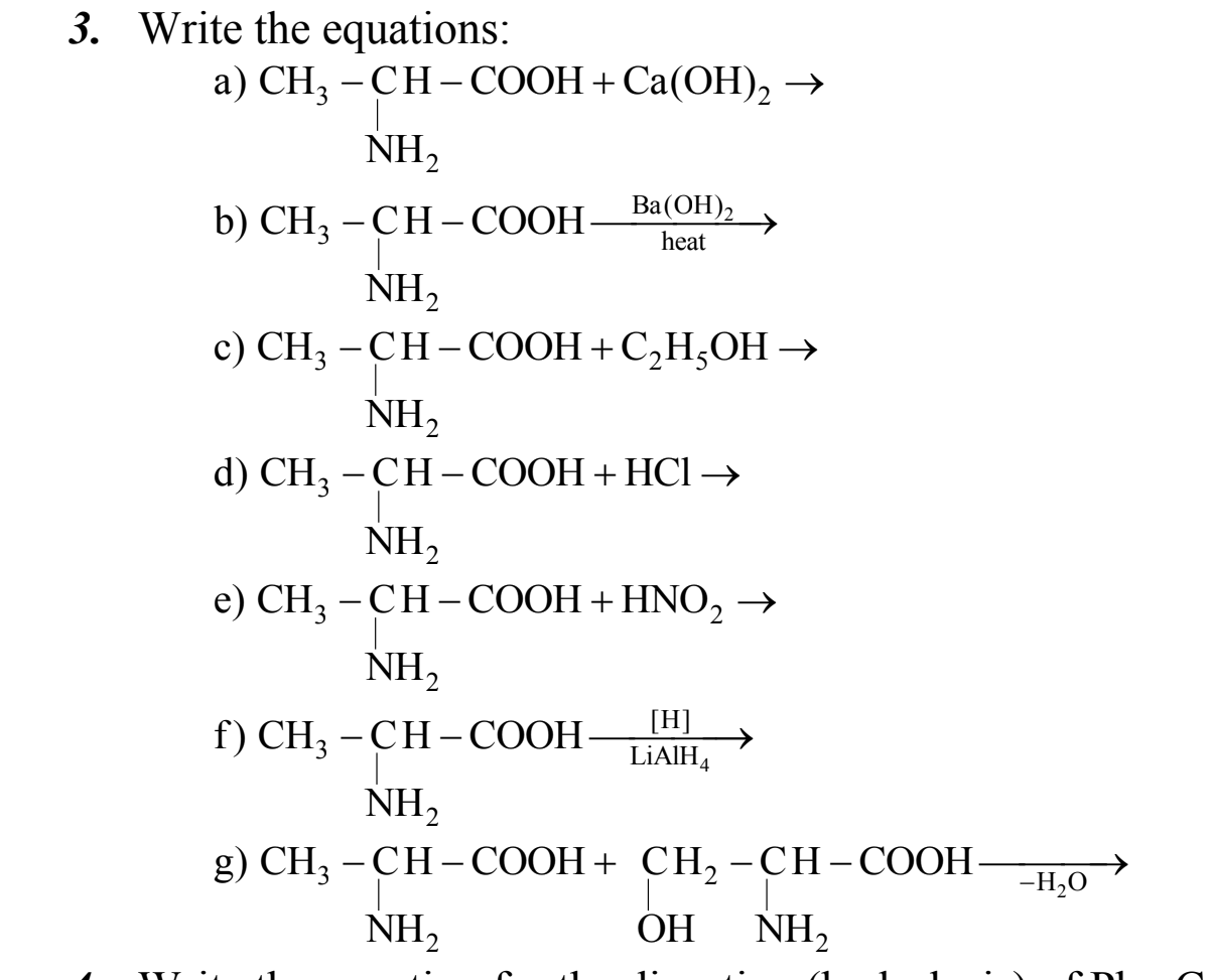 Solved 3. Write the equations: a) CH3 - CH-COOH + Ca(OH)2 → | Chegg.com