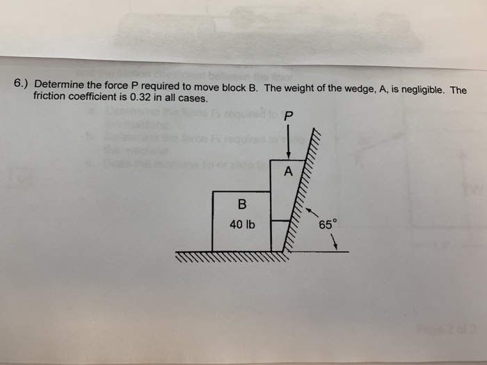 Solved 6.) Determine the force P required to move block B. | Chegg.com