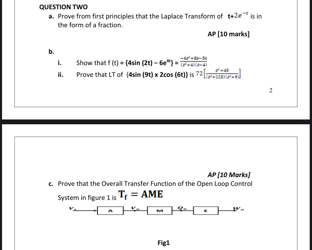 Solved QUESTION TWO a. Prove from first principles that the | Chegg.com