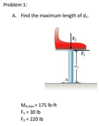 Solved Problem 1: A. Find the maximum length of d1. MA,max = | Chegg.com