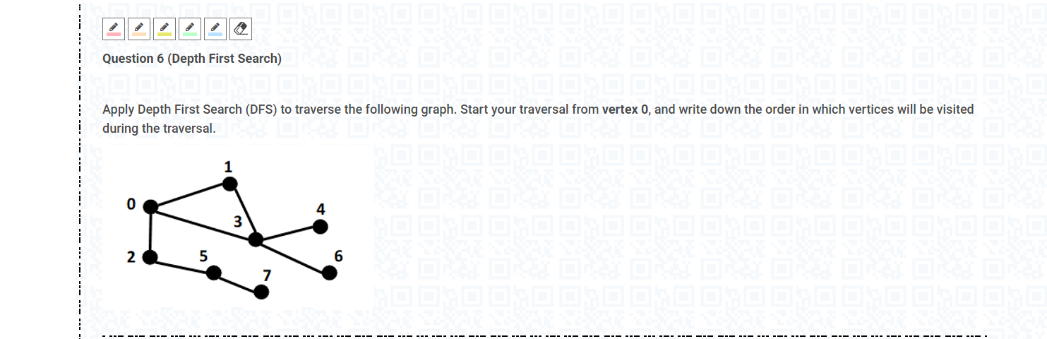 Solved Question 6 (Depth First Search) Apply Depth First | Chegg.com