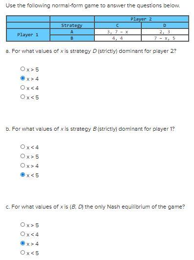Solved Use the following normal-form game to answer the | Chegg.com