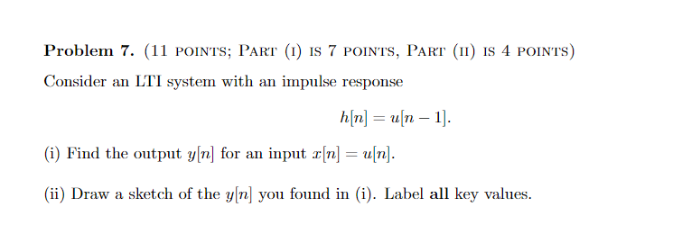 Solved Problem 7. (11 ﻿POINTS; PART (I) ﻿IS 7 ﻿POINTS, PART | Chegg.com