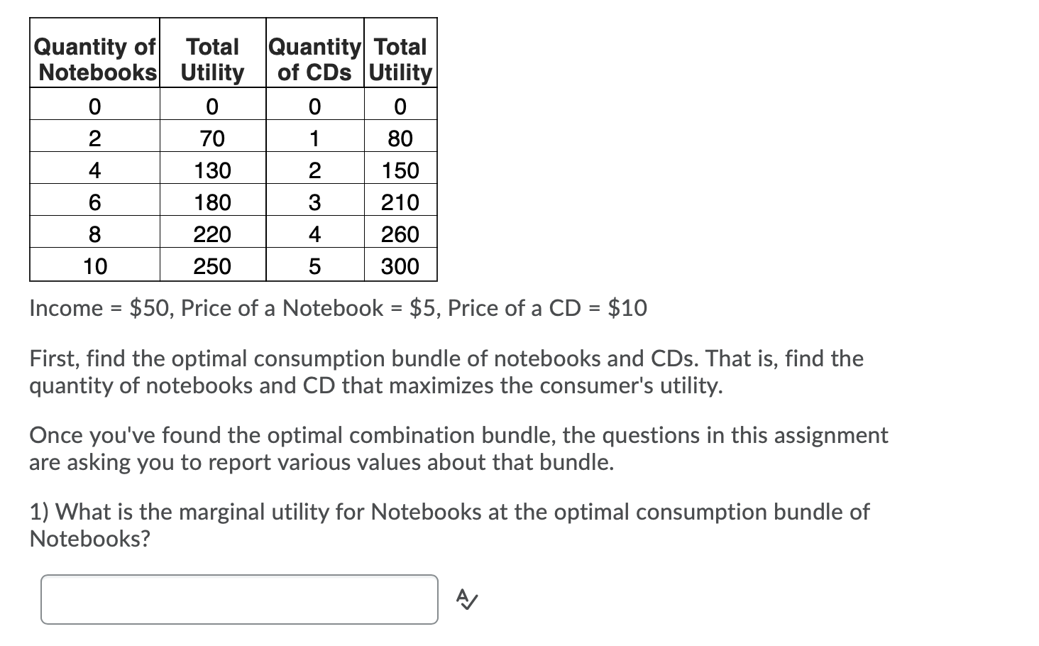 Solved Quantity of Total Quantity Total Notebooks Utility of | Chegg.com