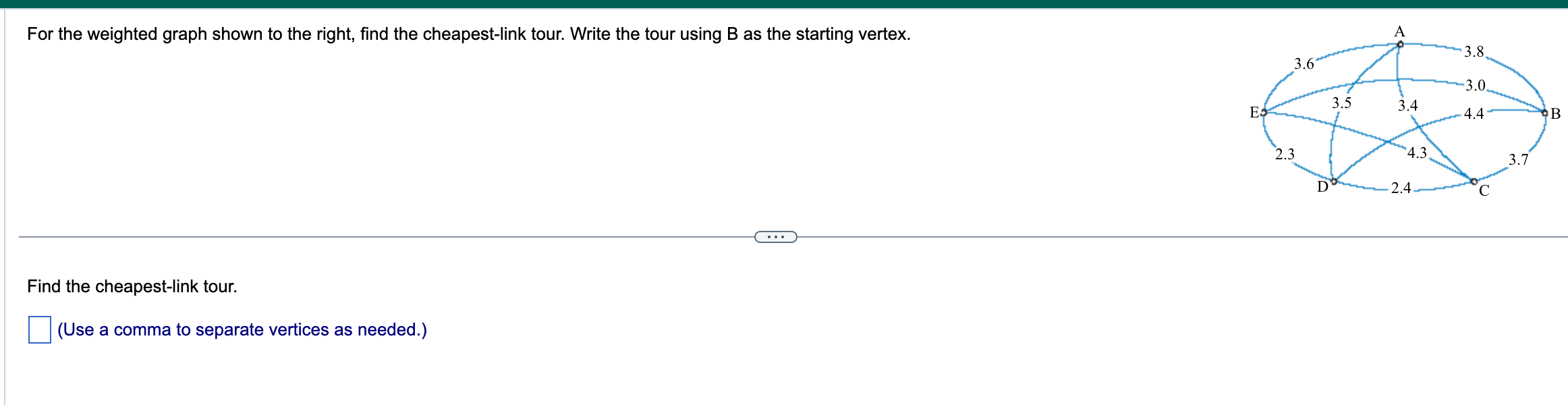 Solved For the weighted graph shown to the right, find the | Chegg.com