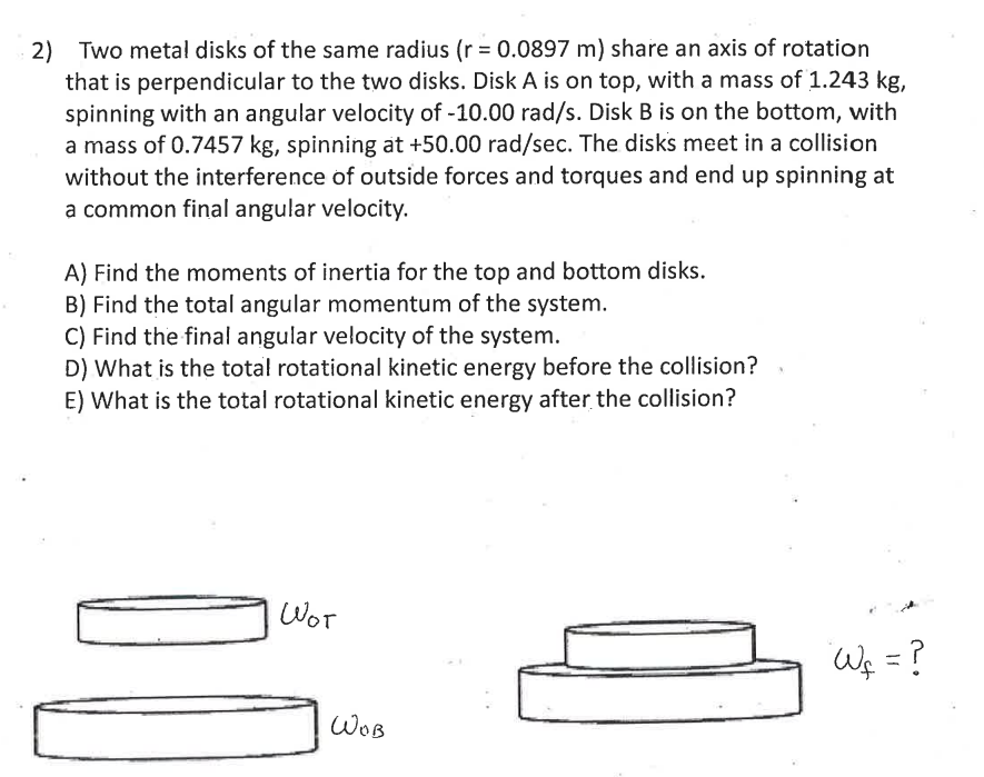 Solved 2) Two metal disks of the same radius (r=0.0897 m) | Chegg.com