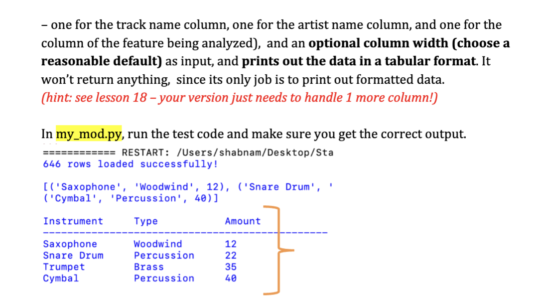 Solved Write 3 functions to analyze, sort, and display track | Chegg.com
