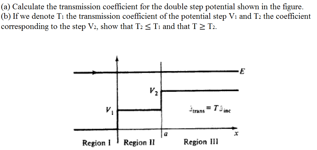 Solved (a) Calculate the transmission coefficient for the | Chegg.com