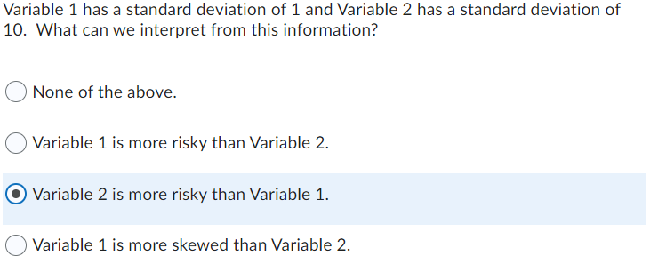 Solved Variable 1 has a standard deviation of 1 and Variable | Chegg.com