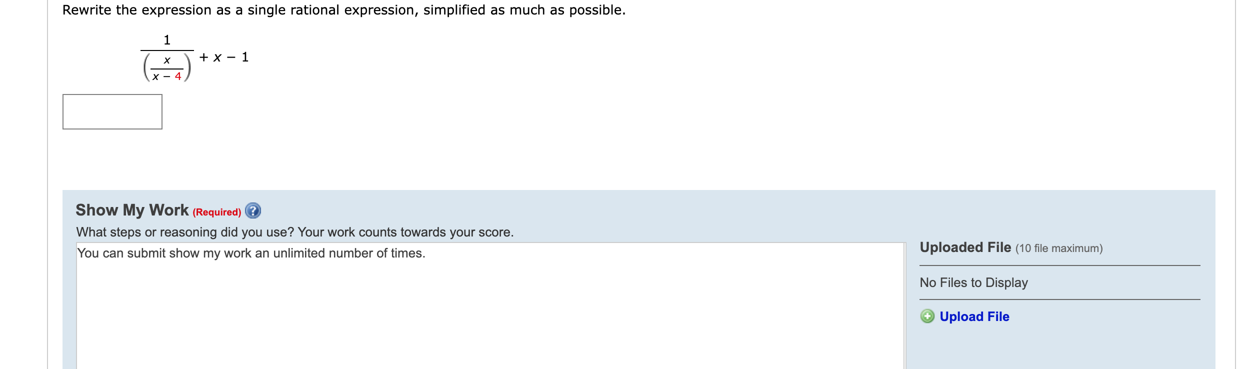 Solved (x−4x)1+x−1 Show My Work (Required) (?) What steps or | Chegg.com