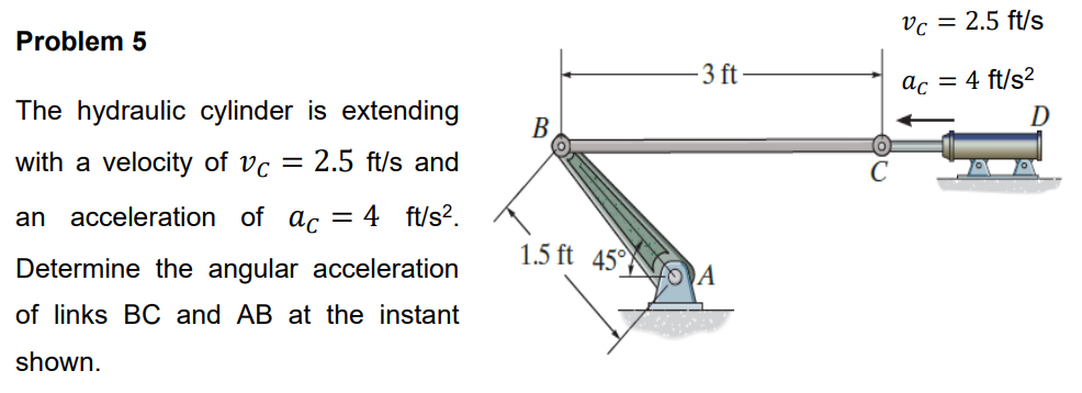 Solved Problem 5 The hydraulic cylinder is extending with a | Chegg.com
