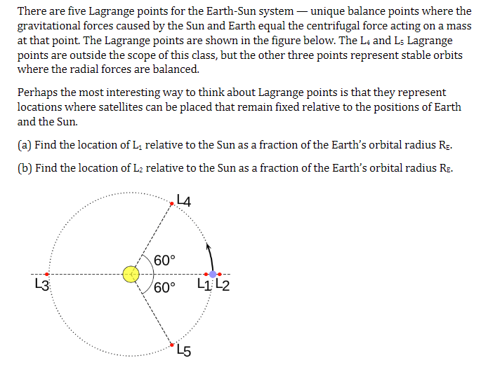 Solved There are five Lagrange points for the Earth-Sun | Chegg.com
