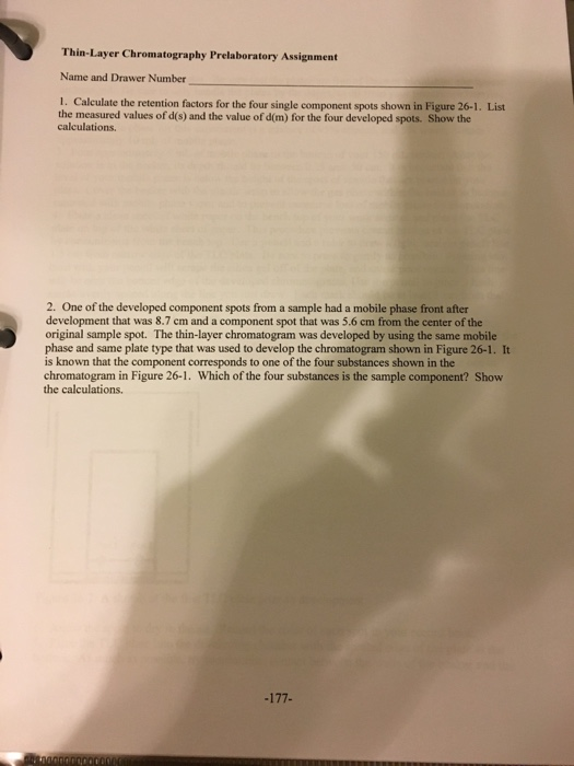 Thin-Layer Chromatography Prelaboratory Assignment | Chegg.com
