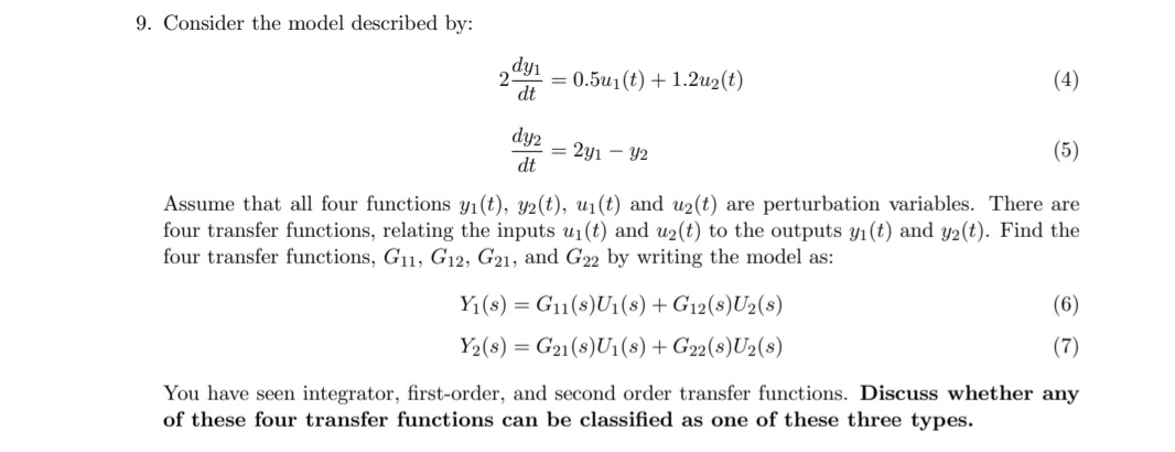 Solved 9. Consider the model described by: | Chegg.com
