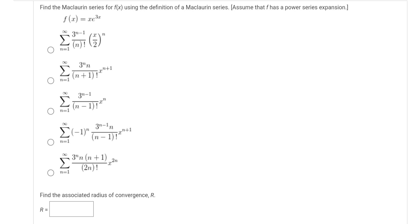 Solved Find the Maclaurin series for f(x) using the | Chegg.com