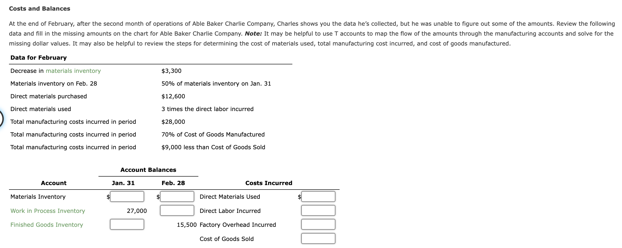 Solved missing dollar values. It may also be helpful to | Chegg.com