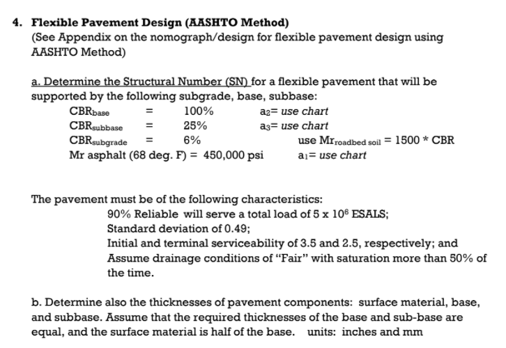 Solved 4. Flexible Pavement Design (AASHTO Method) (See | Chegg.com