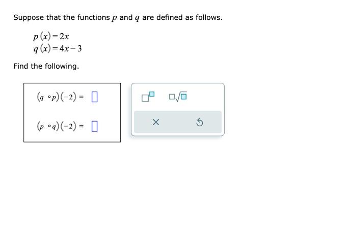 Solved Suppose that the functions p and q are defined as | Chegg.com