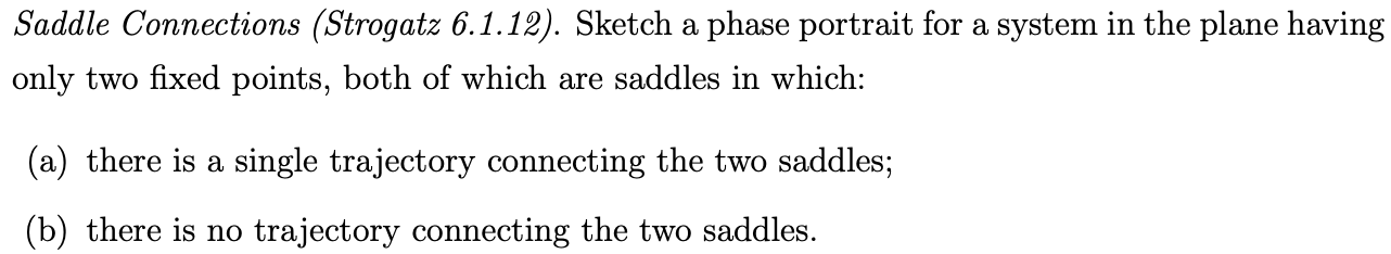 Solved Saddle Connections (Strogatz 6.1.12). Sketch a phase | Chegg.com