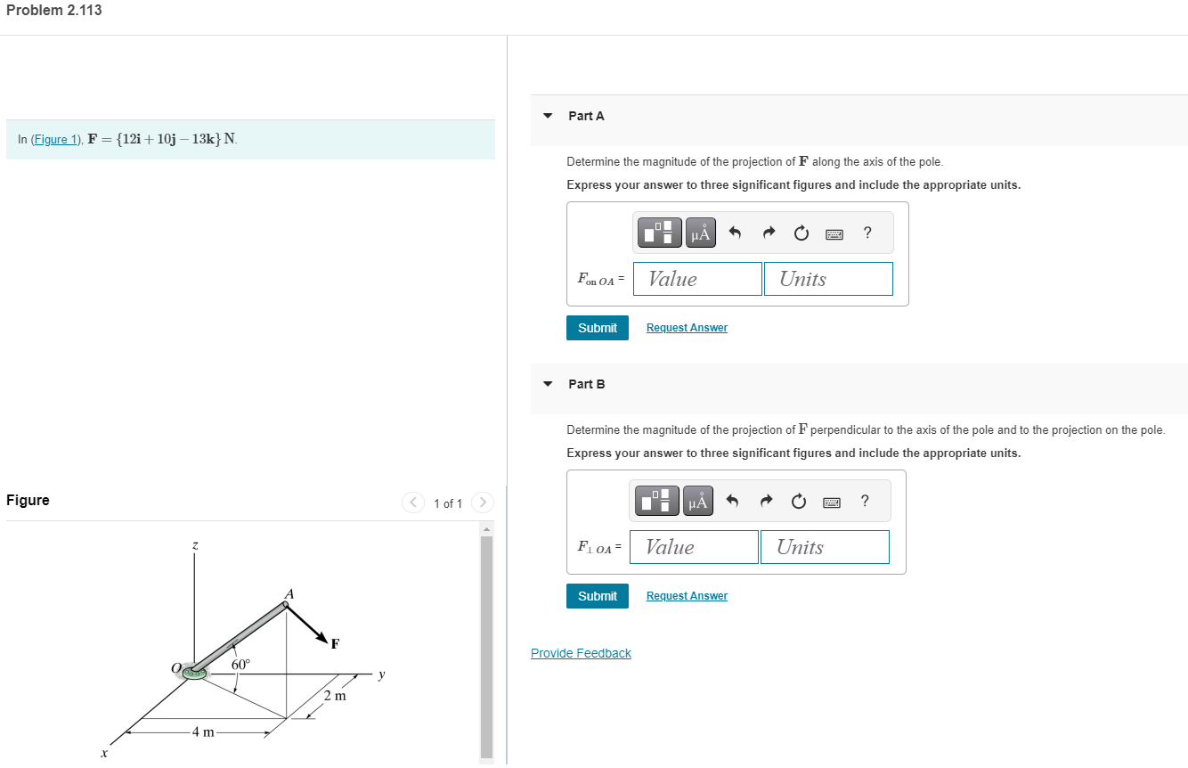 Solved In (Figure 1), F={12i+10j-13k}N.FigureF?|?OA=Request | Chegg.com