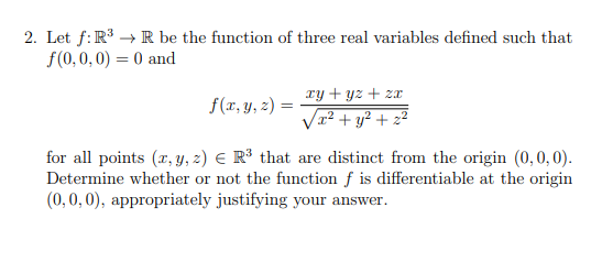 Solved Let f:R3→R be the function of three real variables | Chegg.com